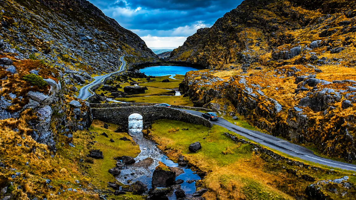 The road that leads to a hidden mountain lake
