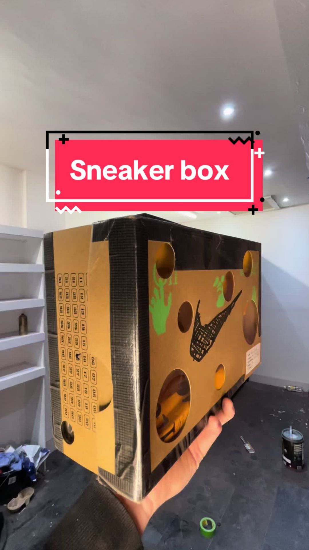 Optical illusion art: Sneaker box painting transformation