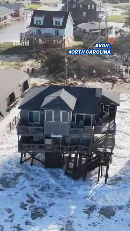 House collapses into ocean as shoreline gives way