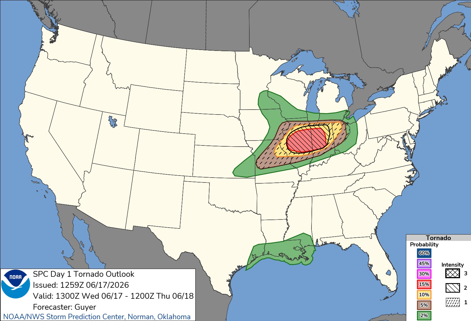 New maps show where the greatest risk of severe weather sits Wednesday ...