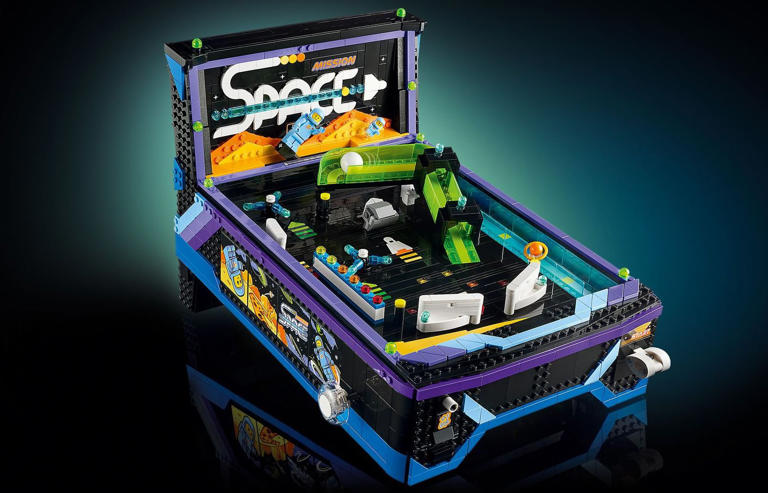 LEGO has made a working pinball table with a retro space theme
