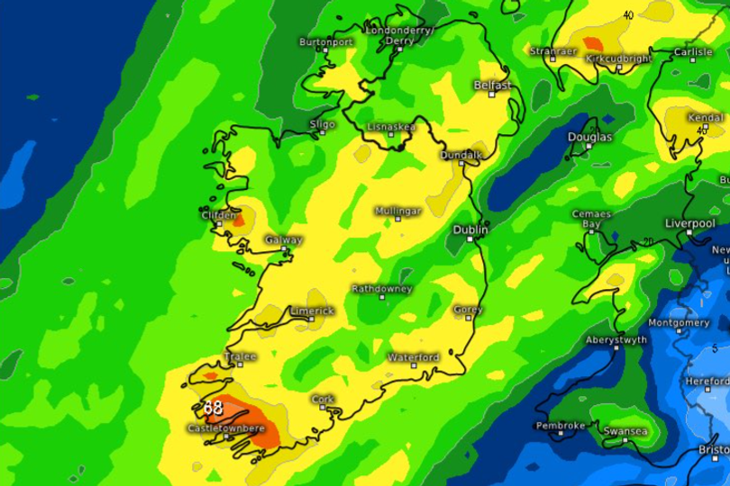 Met Eireann map shows rain warning as several counties set for wet ...