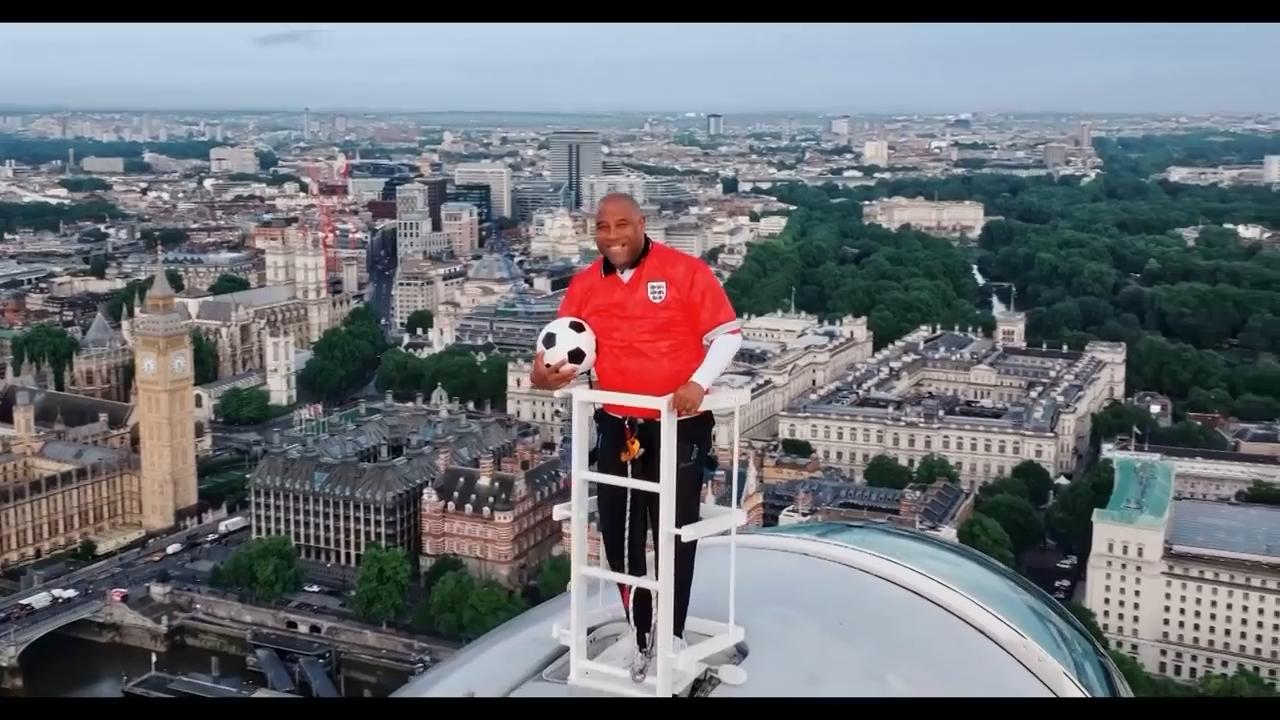 John Barnes performs iconic 'World in Motion' rap on top of London Eye