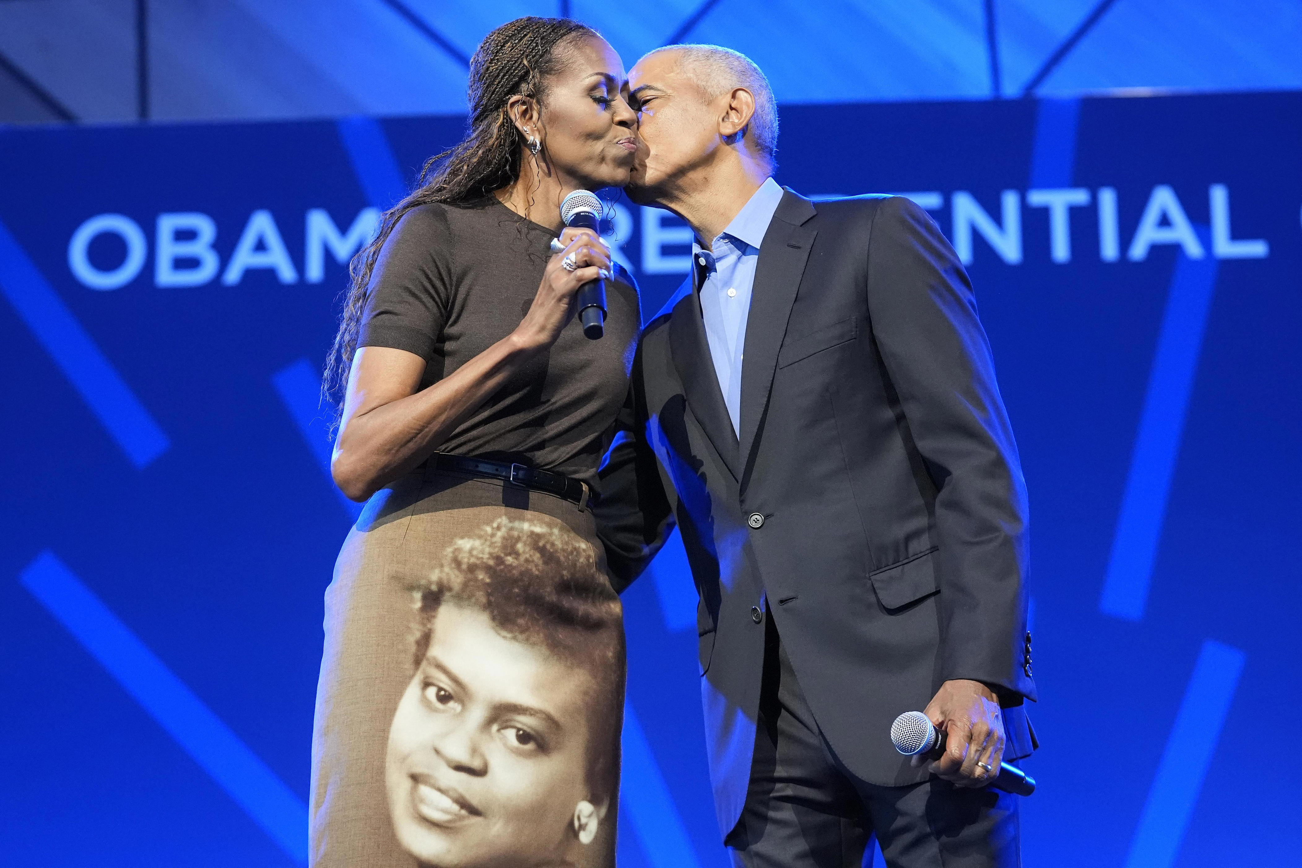 Michelle Obama honors late mother with portrait skirt at Obama Center