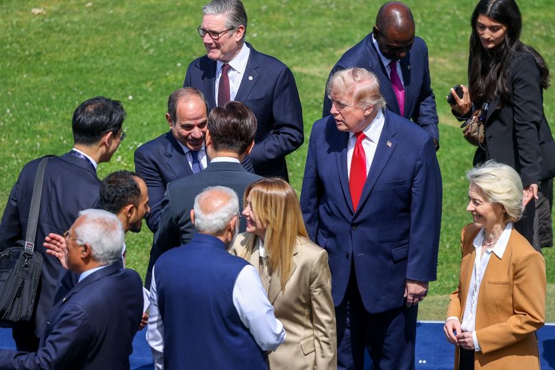 Photos capture 'unsteady' Trump's awkward handshakes, birthday gift ...