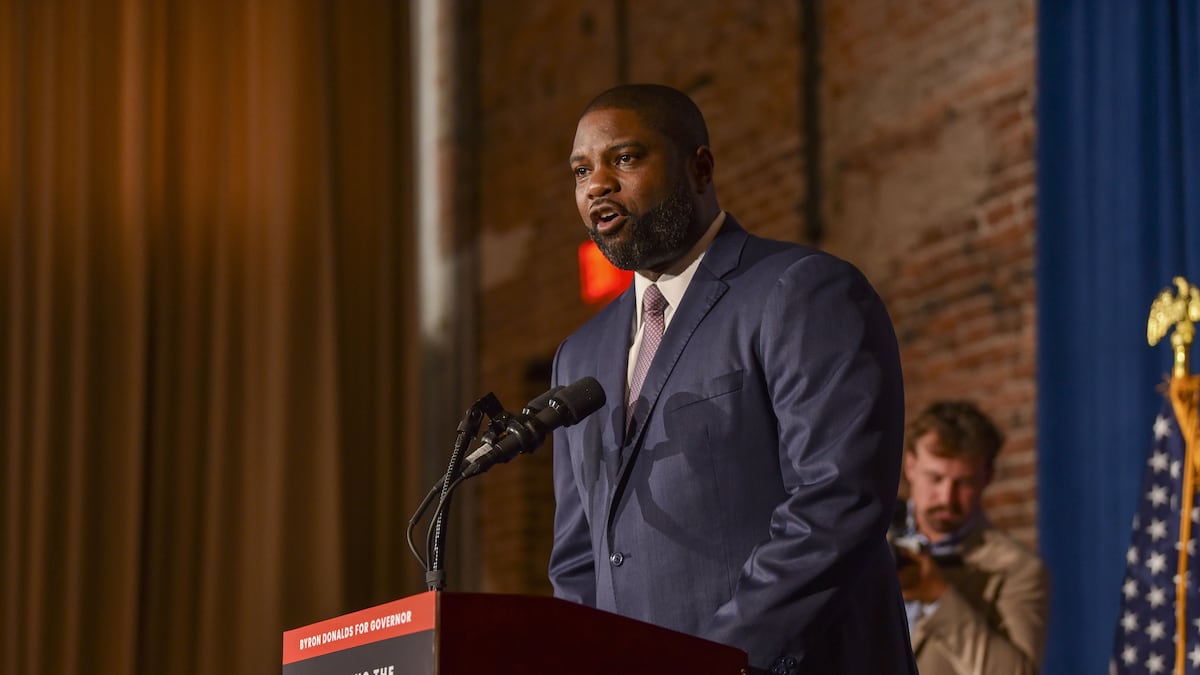 Byron Donalds riffs on DeSantis, Democrats and DOGE at Tampa rally