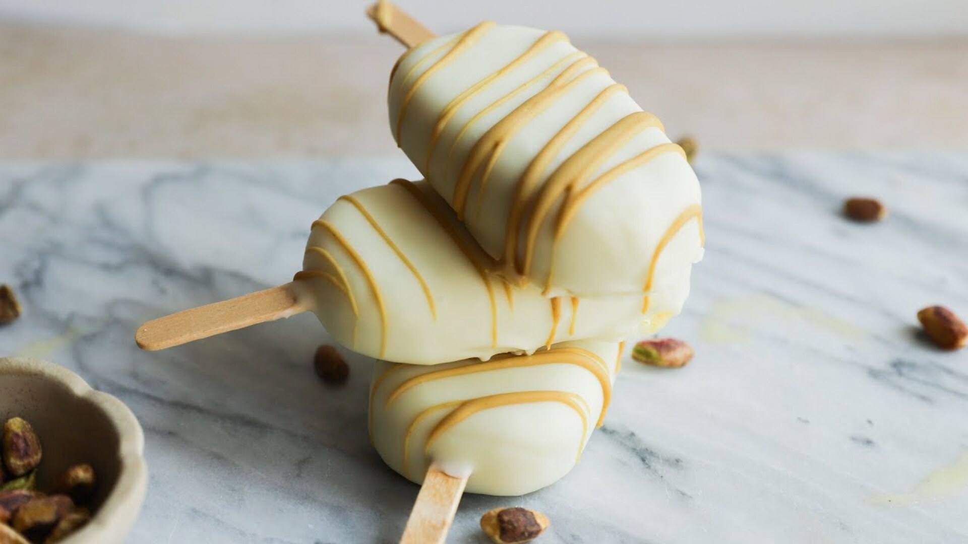 Decadent white chocolate pistachio ice pops recipe