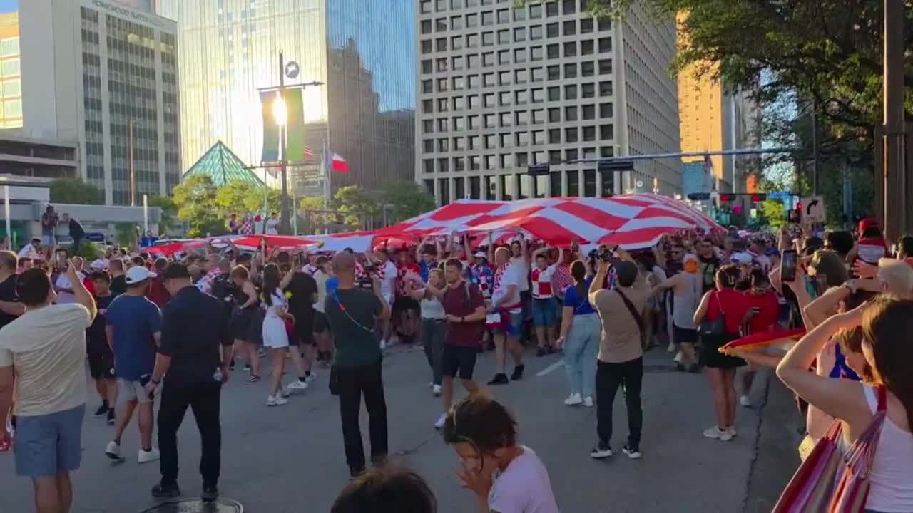 Croatian fans flood downtown Dallas with flags, horses ahead of World ...