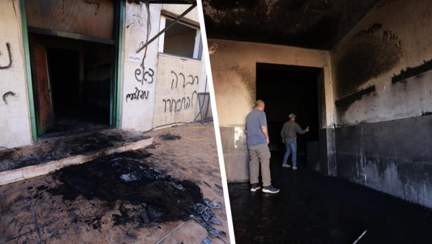 Israelische Siedler setzen Moschee in Brand