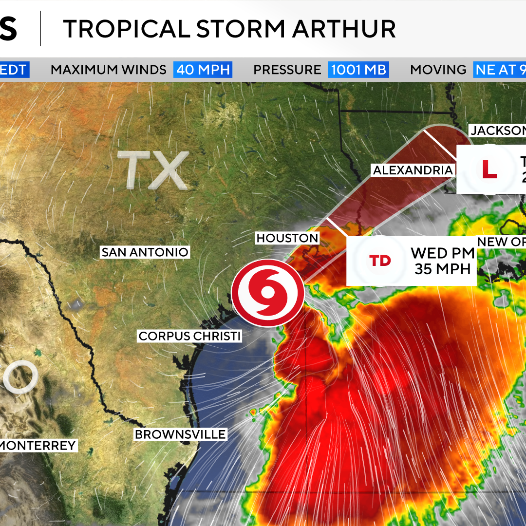 Tropical Storm Arthur forms off Texas Gulf Coast