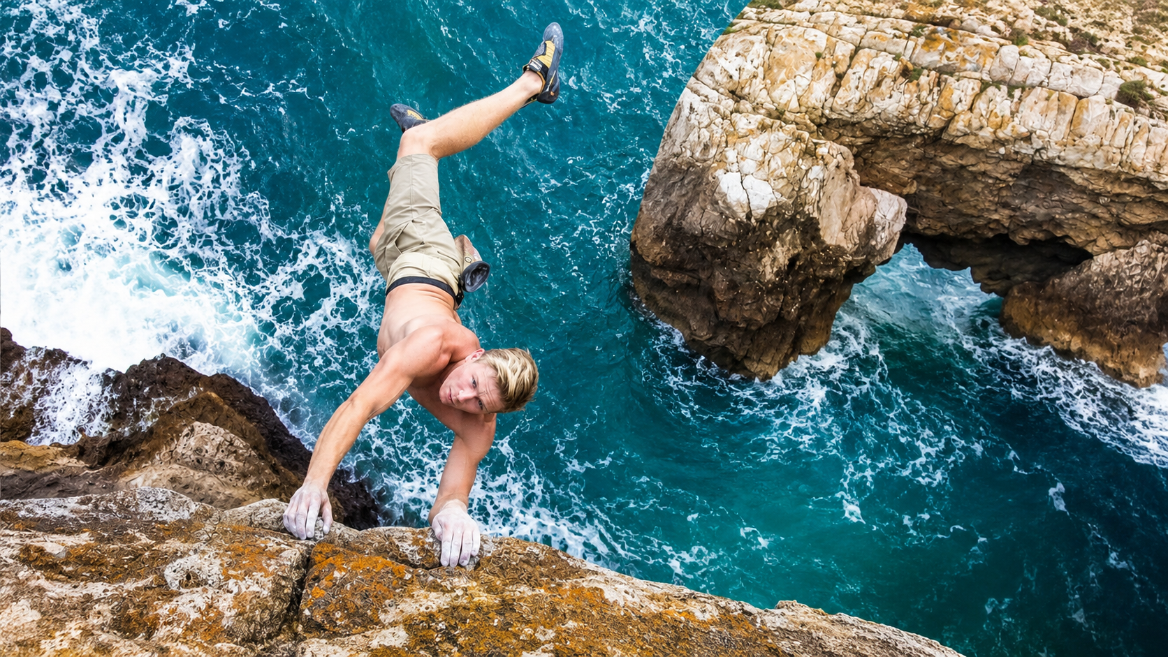 He was climbing up the sea cliff without ropes - then his hands started ...