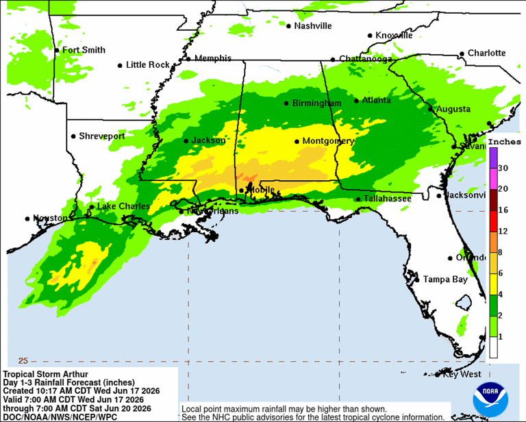 Tropical Storm Arthur forms, will landfall over Texas-Louisiana border ...