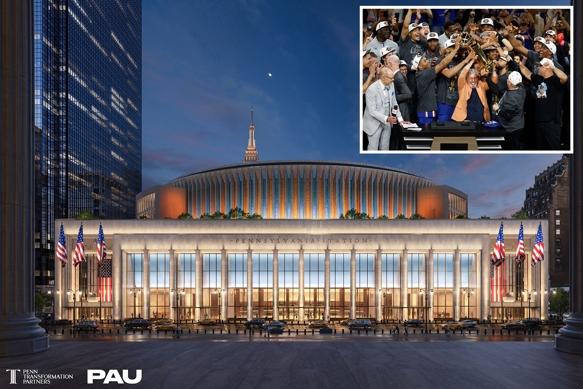 Firm tapped for Penn Station revamp releases new Knicks-themed design ...