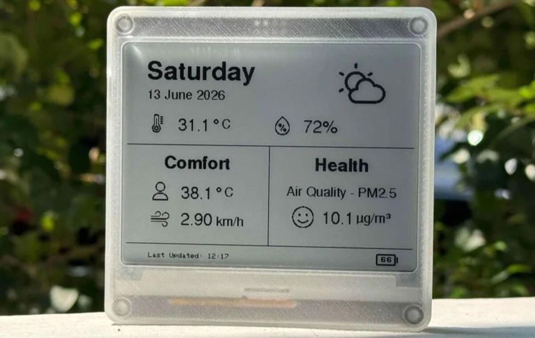 This DIY e-paper weather tracker runs for 1.5 years on a single charge