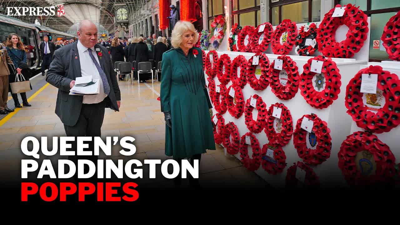 Queen Camilla joins morning commuters to lay poppy wreath at Paddington ...