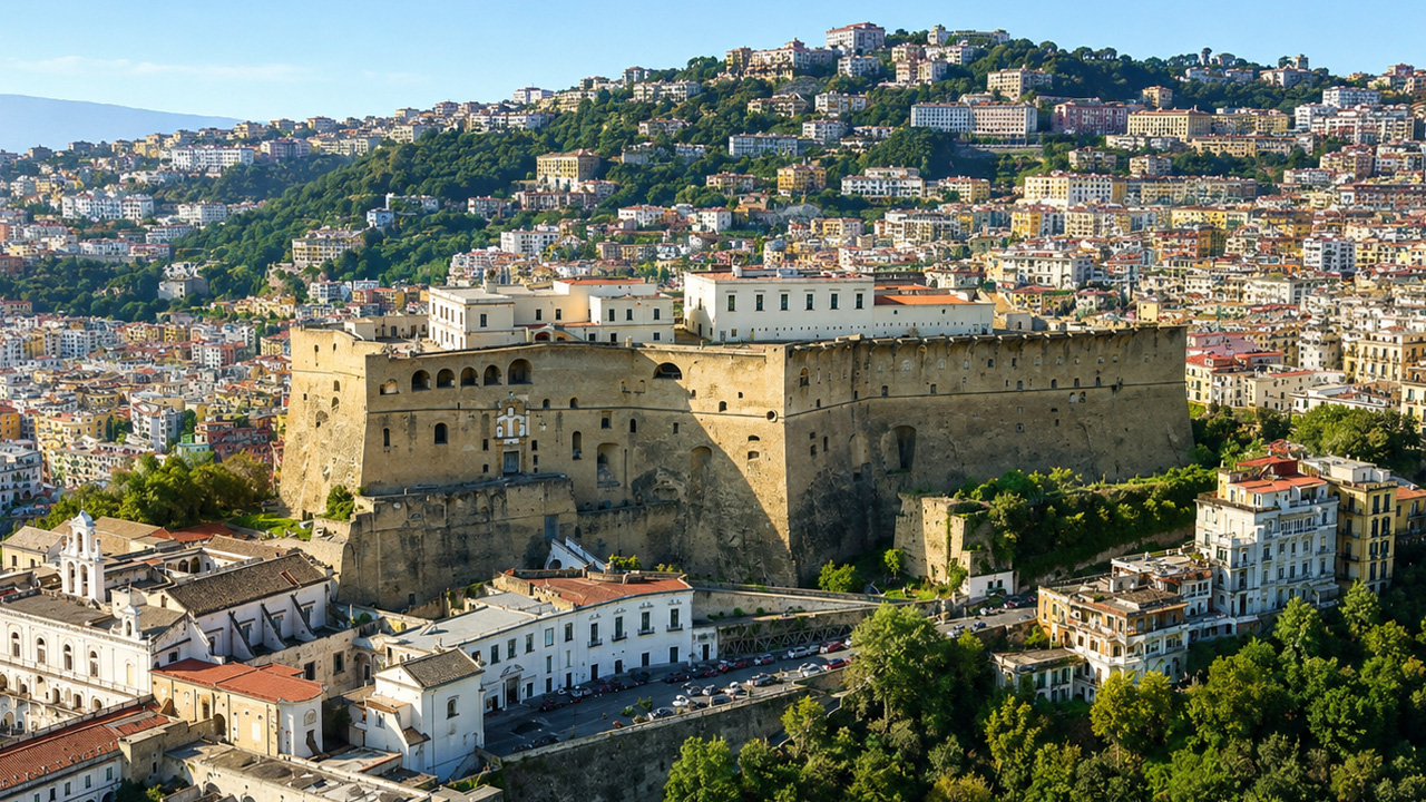 Naples hilltop fortress looks massive above the city