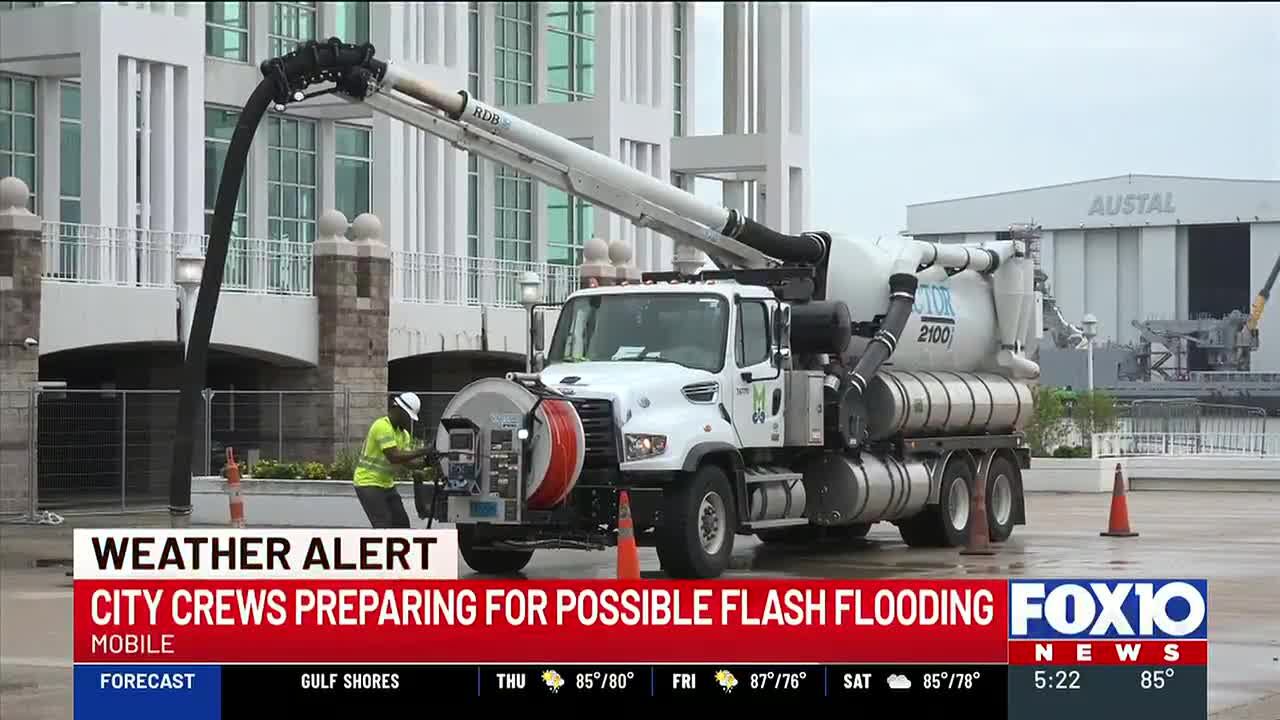 Mobile crews prepare for potential flash flooding as more rain expected