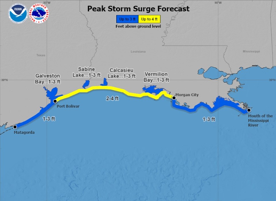Tropical storm warning issued for Texas and Louisiana Gulf Coast
