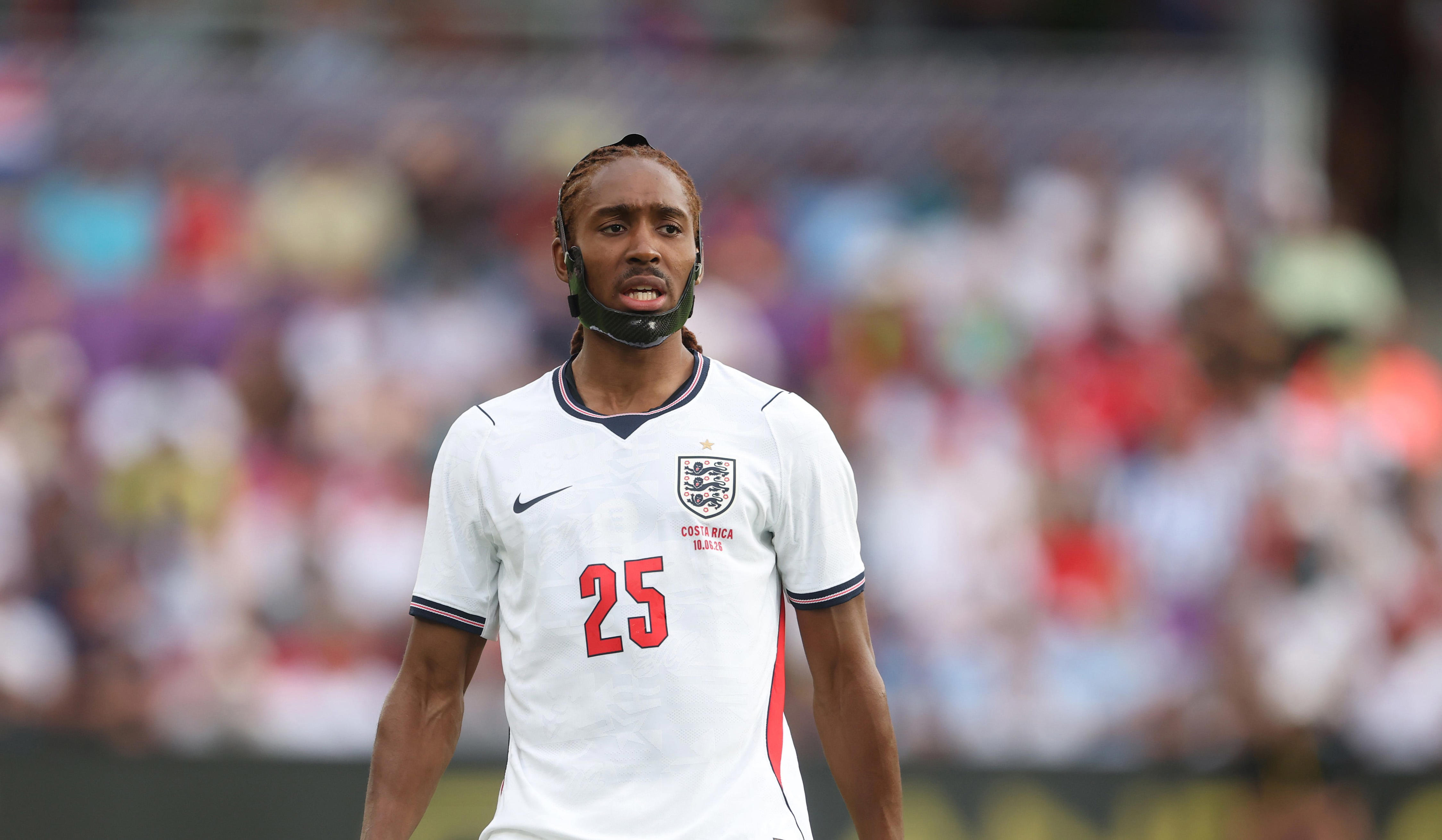 Why does England's Djed Spence wear a mask at the World Cup?