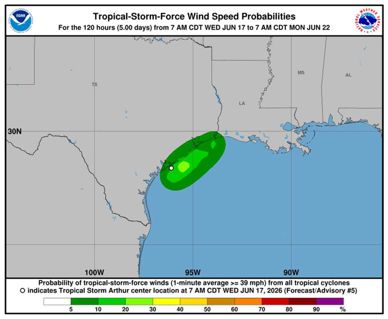 Tropical storm Arthur has formed off the Texas coast. Where is it going?