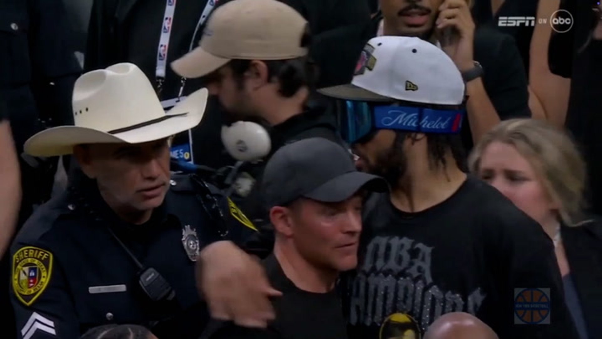 Texas cop pushes Jalen Brunson as Knicks celebrate Finals win in newly ...