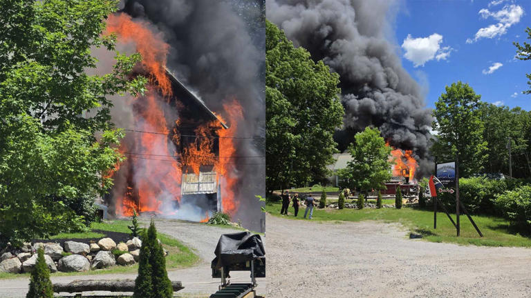 Fire in Casco prompts road closure