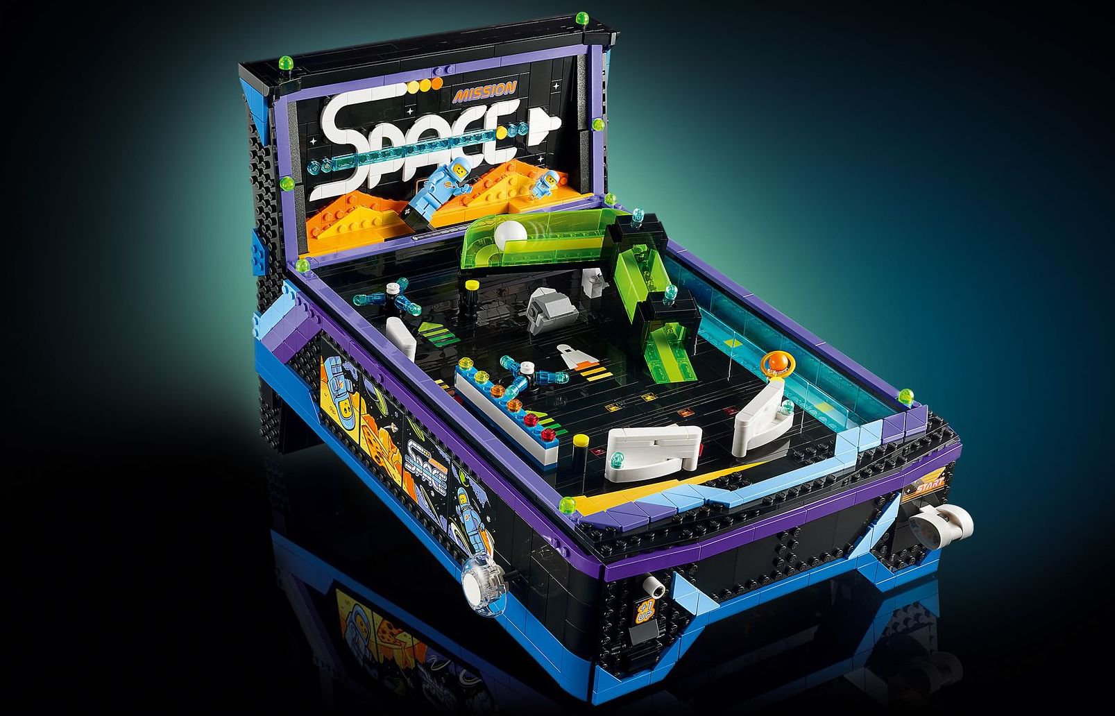 Lego has made a working pinball table with a retro space theme