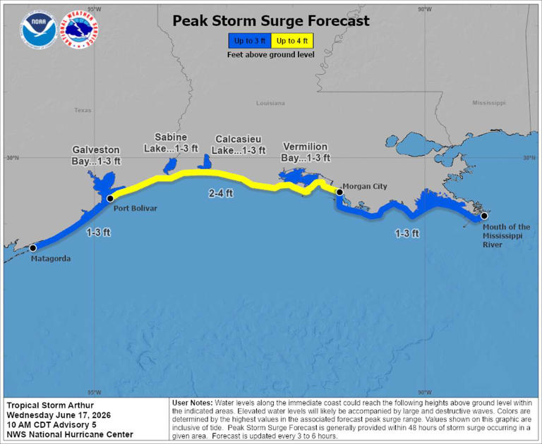 Tropical storm Arthur has formed off the Texas coast. Where is it going?