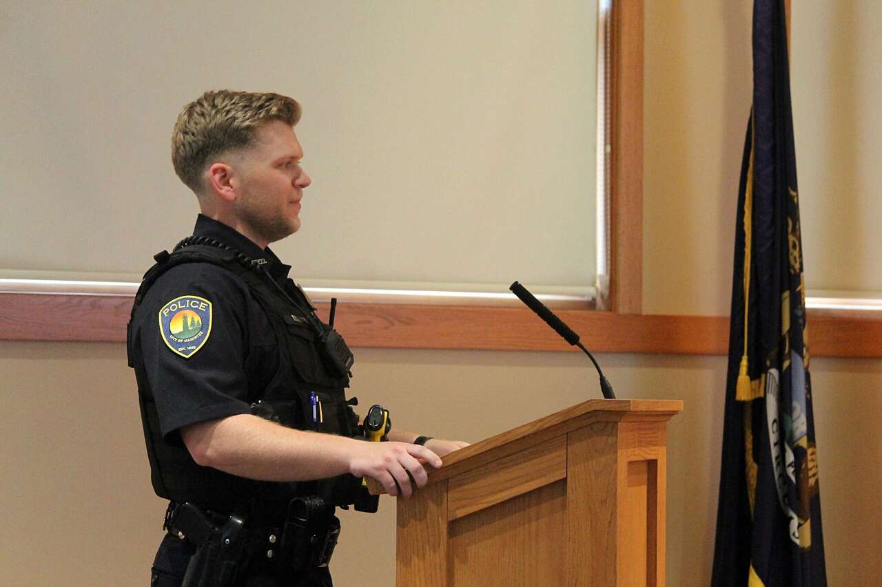 Officer Luke Trombley introduced to Manistee City Council