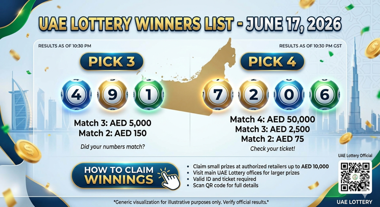 UAE lottery winner (26-06-17): Check Pick 3 and Pick 4 winning numbers ...