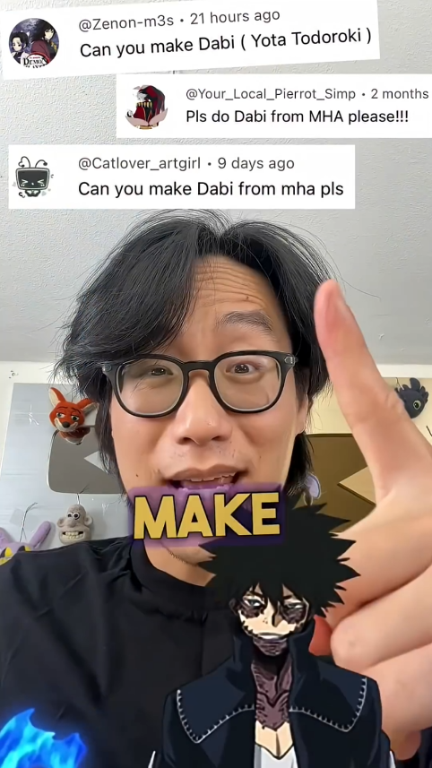 Turning wool into Dabi from My Hero Academia
