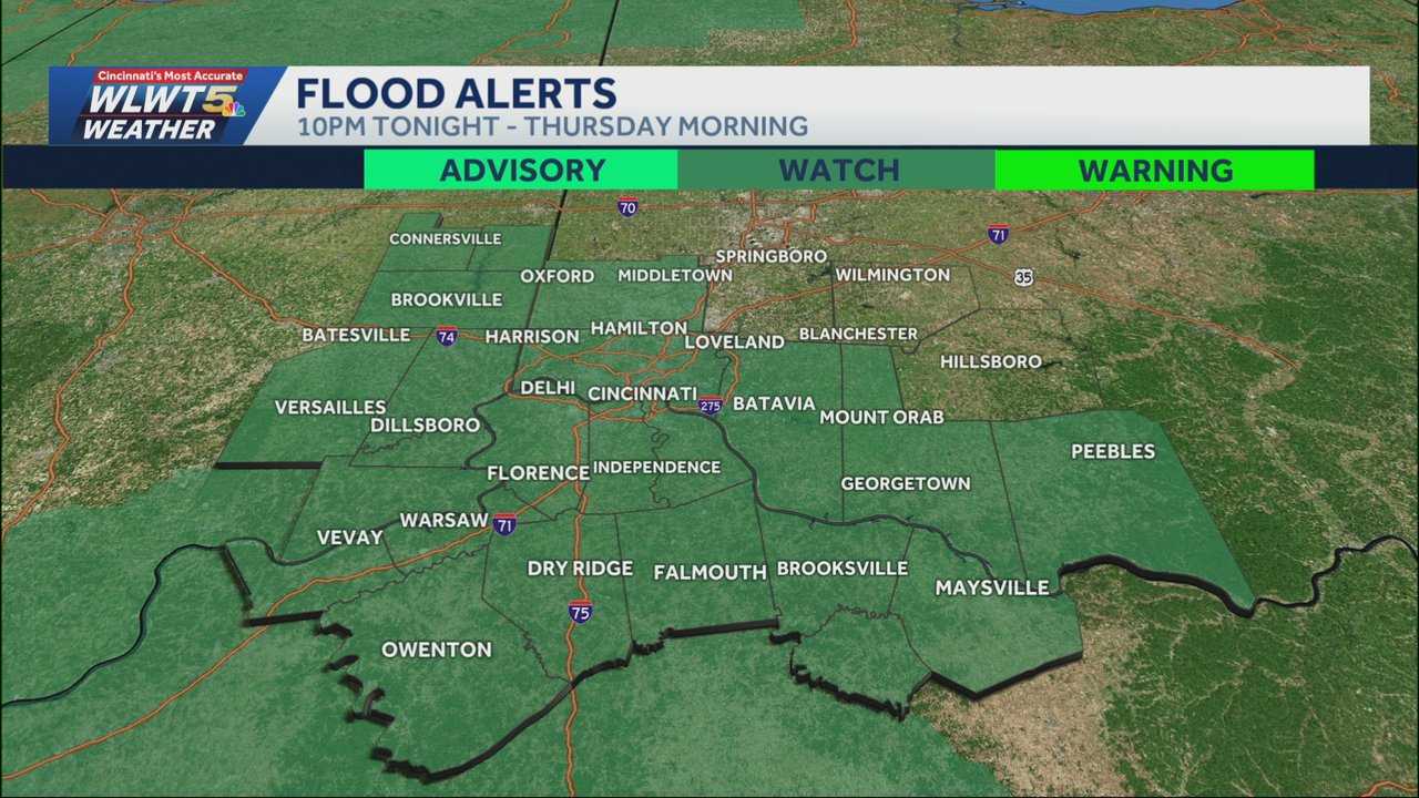 Flash flood warnings continue in parts Greater Cincinnati following storms