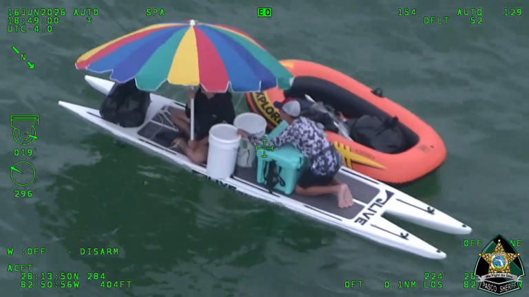 Video: Paddleboarders rescued after being swept out in Gulf