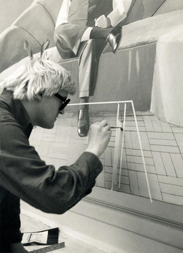 Who were the couples that posed for David Hockney's famed double portraits?