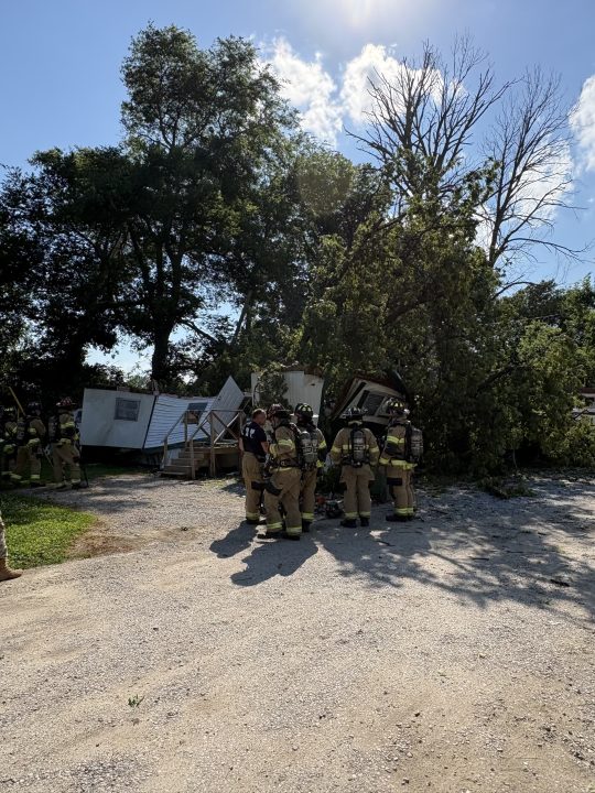 Fallen tree destroys mobile home in Henderson