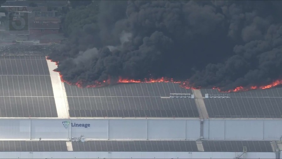 Live: Firefighters battle massive fire at Boyle Heights cold storage ...
