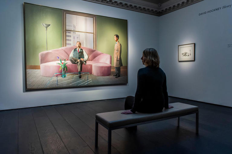 Who were the couples that posed for David Hockney's famed double portraits?