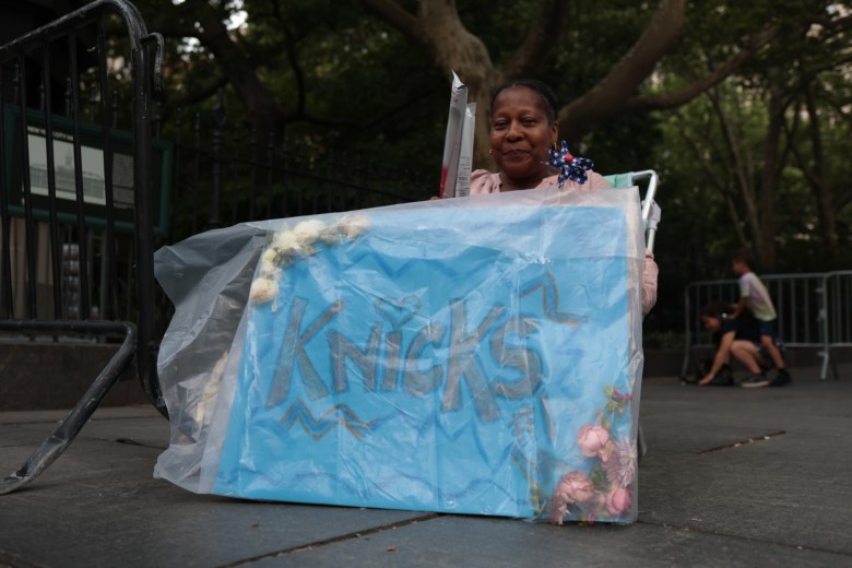 Hired line-sitters join die-hards on the barricades ahead of Knicks parade