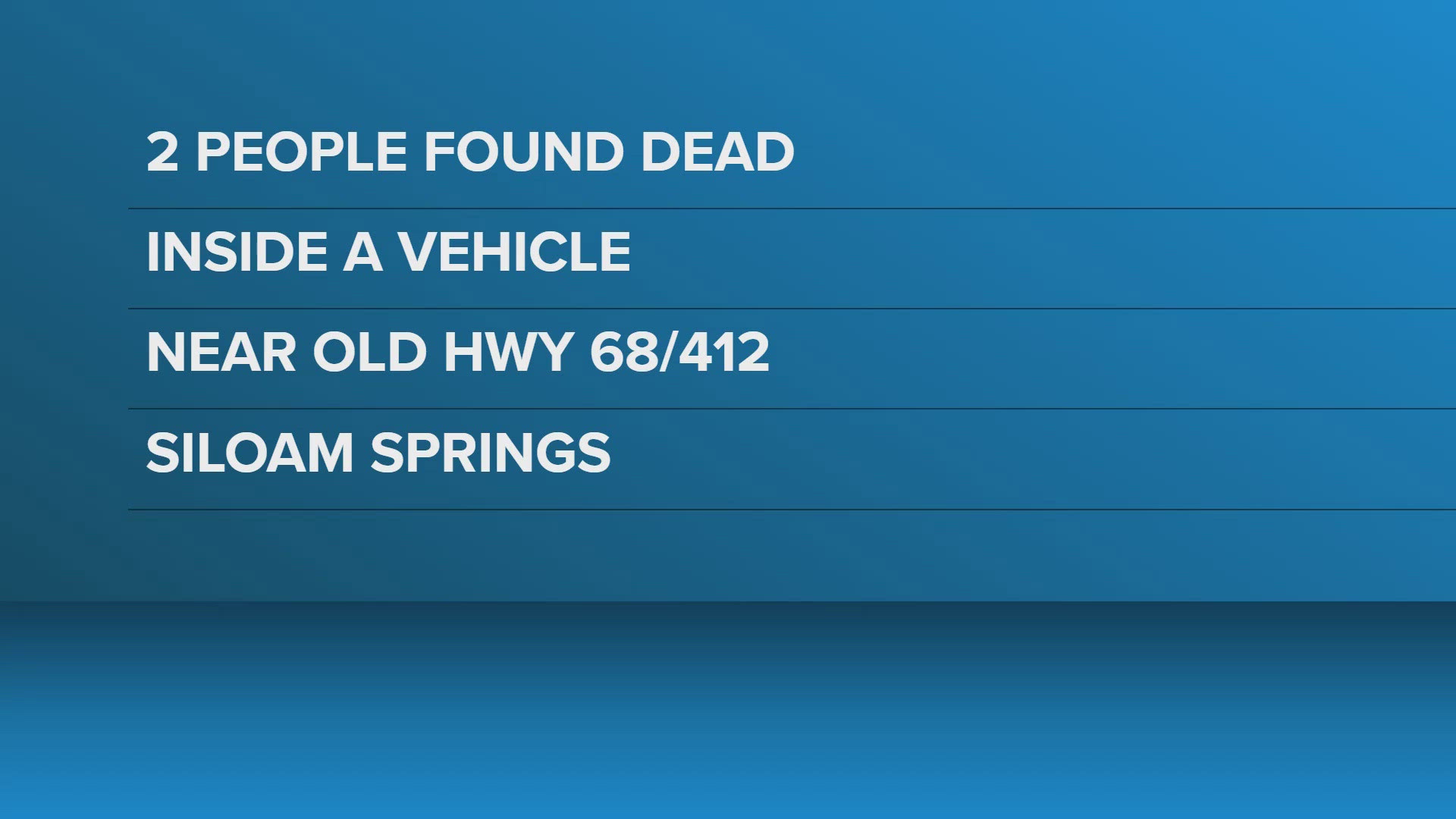Two people found dead in car near Siloam Springs, sheriff's office says