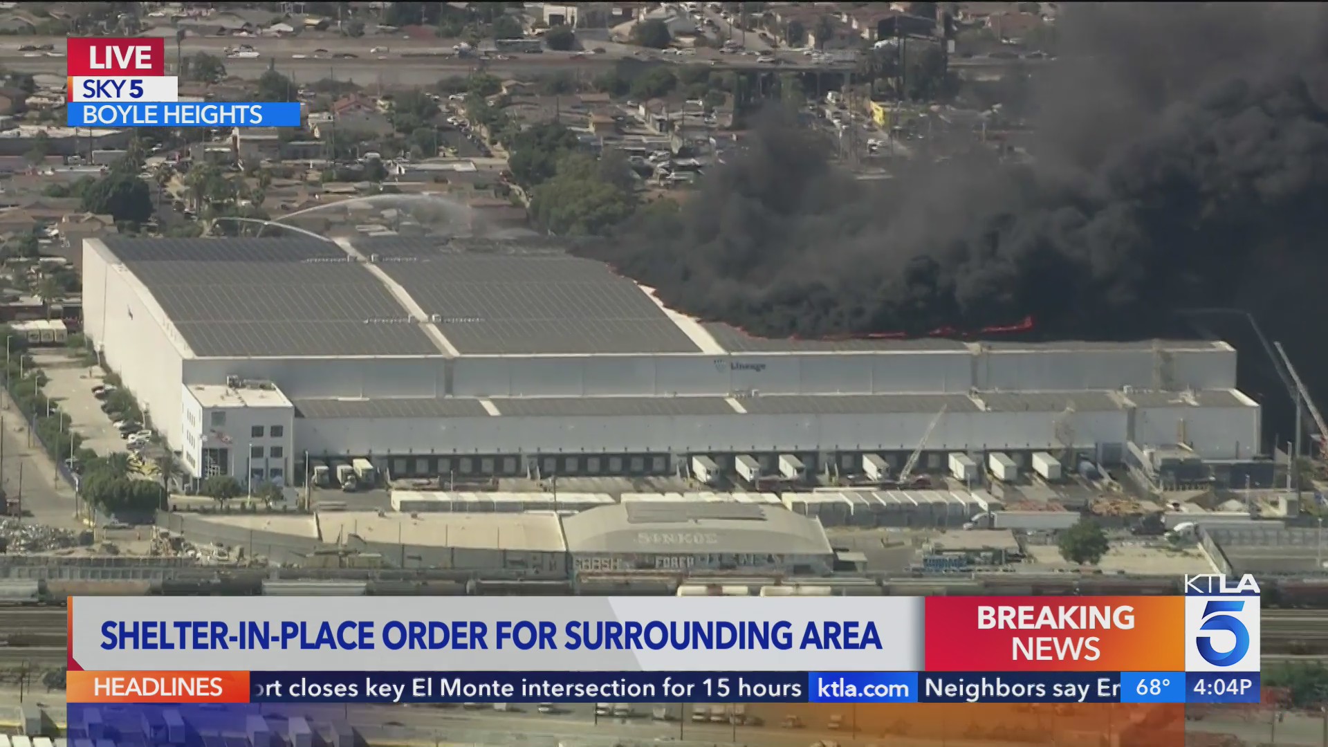 Massive fire at Boyle Heights cold storage facility prompts shelter-in ...
