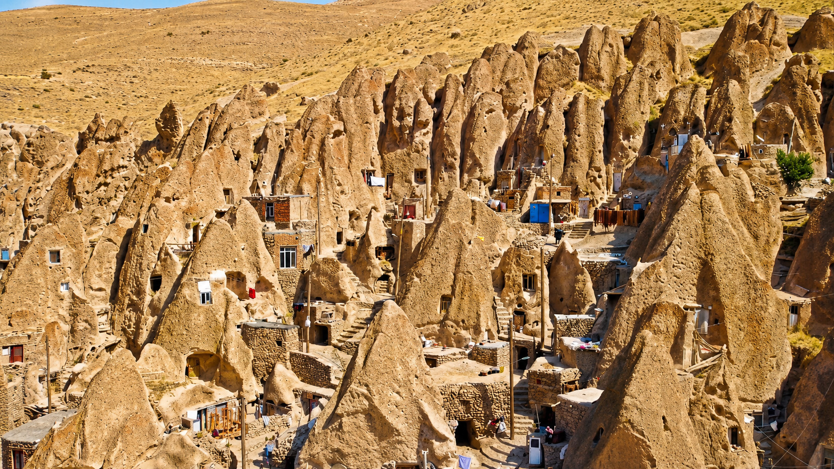Kandovan village, where people still live inside cave houses