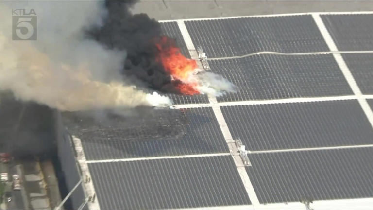 Live: Firefighters battle massive fire at Boyle Heights cold storage ...