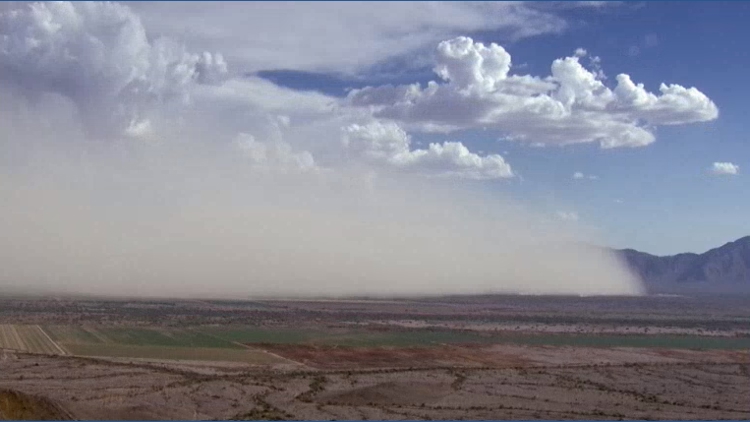 Dust storm moves through the valley