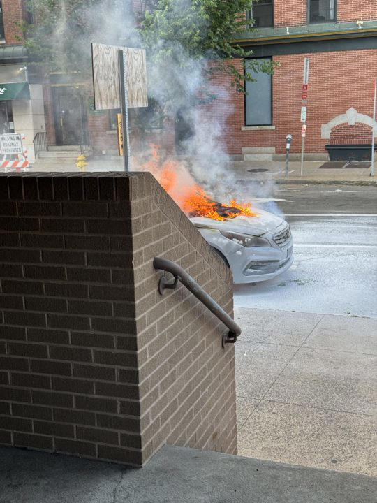 New Haven police investigating car fire on Elm Street