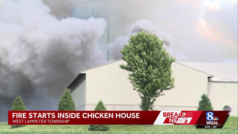 Emergency crews respond to a chicken house fire in Lancaster County