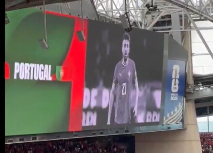 L'immagine sul maxischermo, la famiglia allo stadio e il braccialetto ...