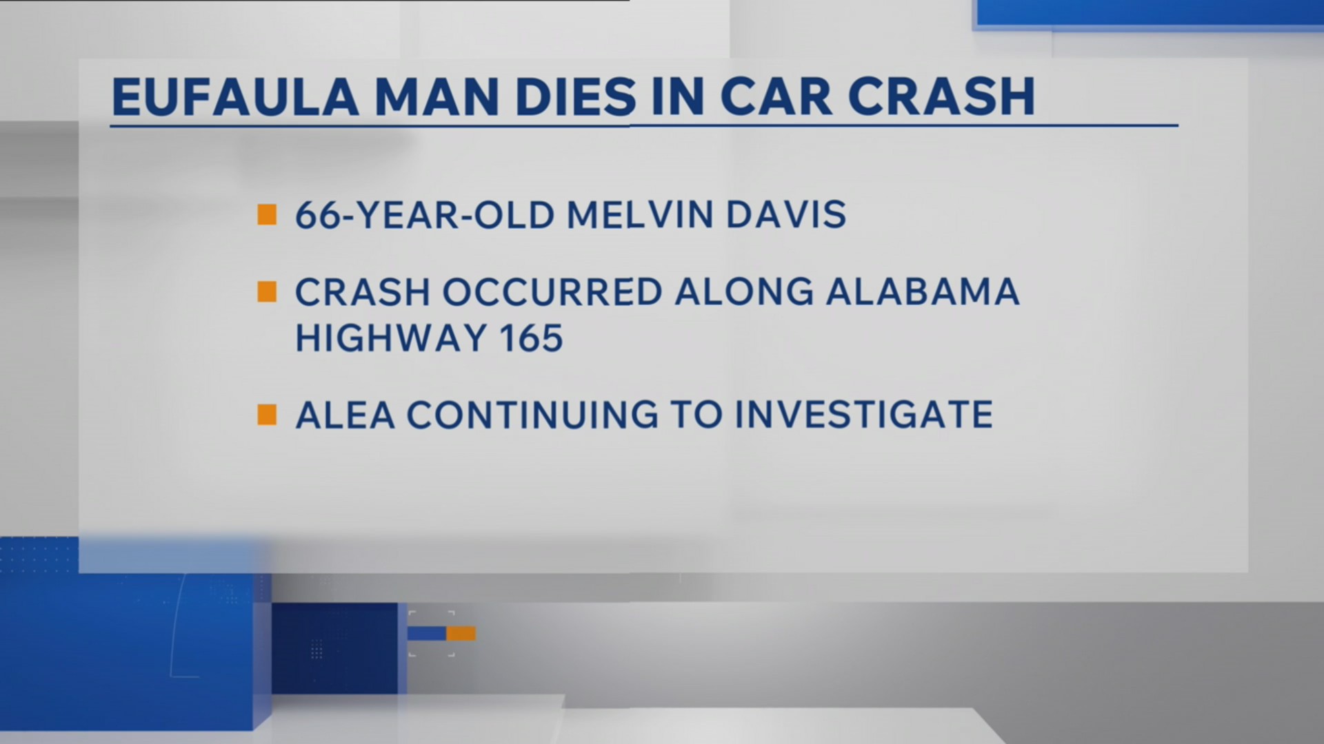 Eufaula man killed after SUV strikes fallen tree