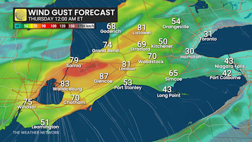 90+ km/h: Damaging wind and nocturnal severe storm risk in southern Ontario
