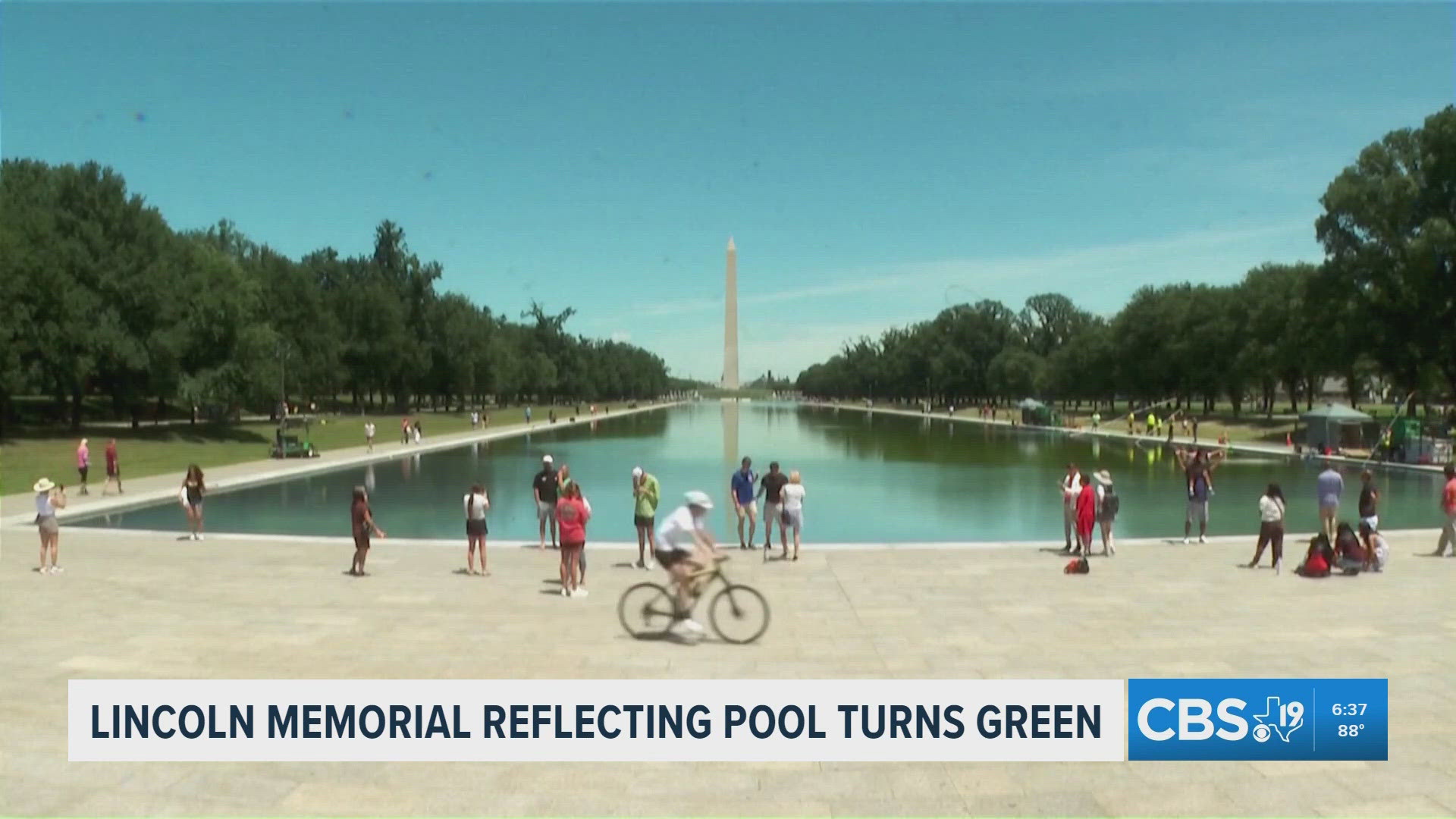 Lincoln Memorial Reflecting Pool turns green amid algae treatment