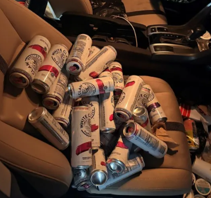 Cops pull over speeder, find huge pile of White Claw cans